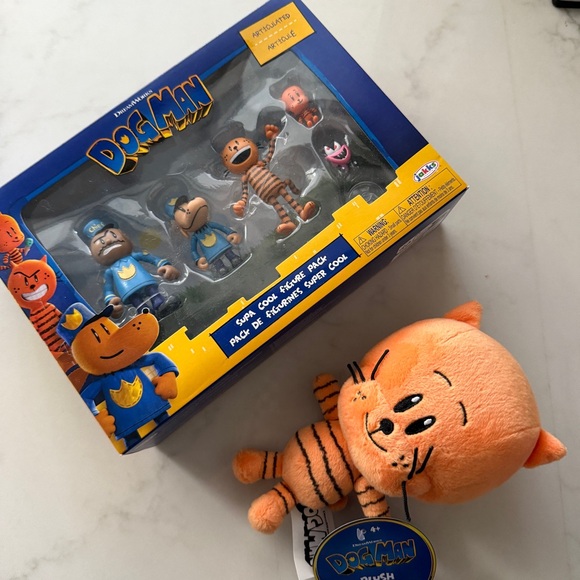Dog Man | Toys | Dog Man Super Cool Figure Pack Plush Lil Petey 6piece ...